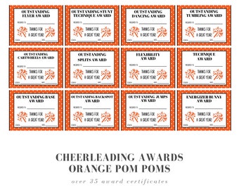 Cheerleading Award Certificates Orange Pom Poms - Etsy