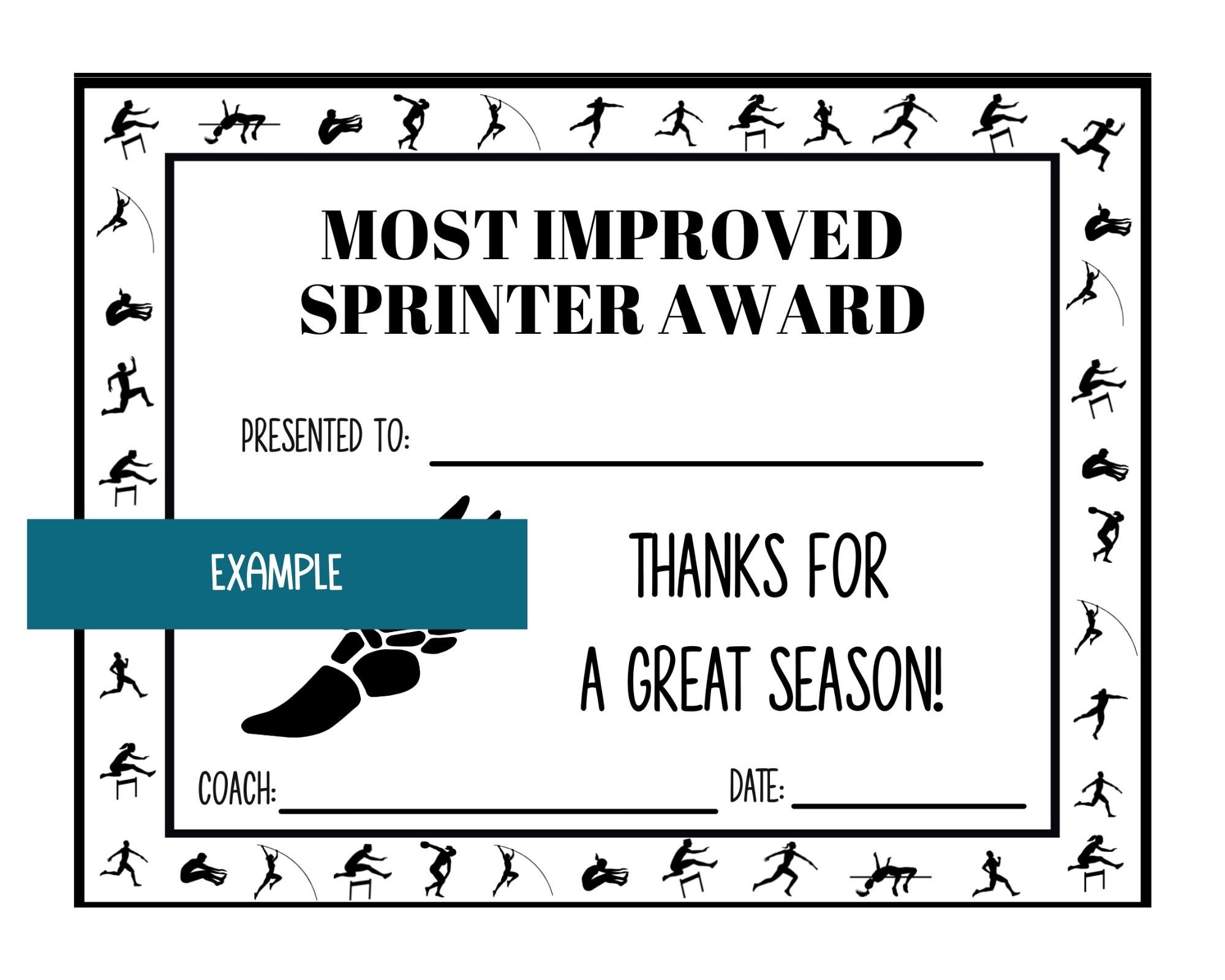 Editable End of Season Track and Field Award Certificates of ...
