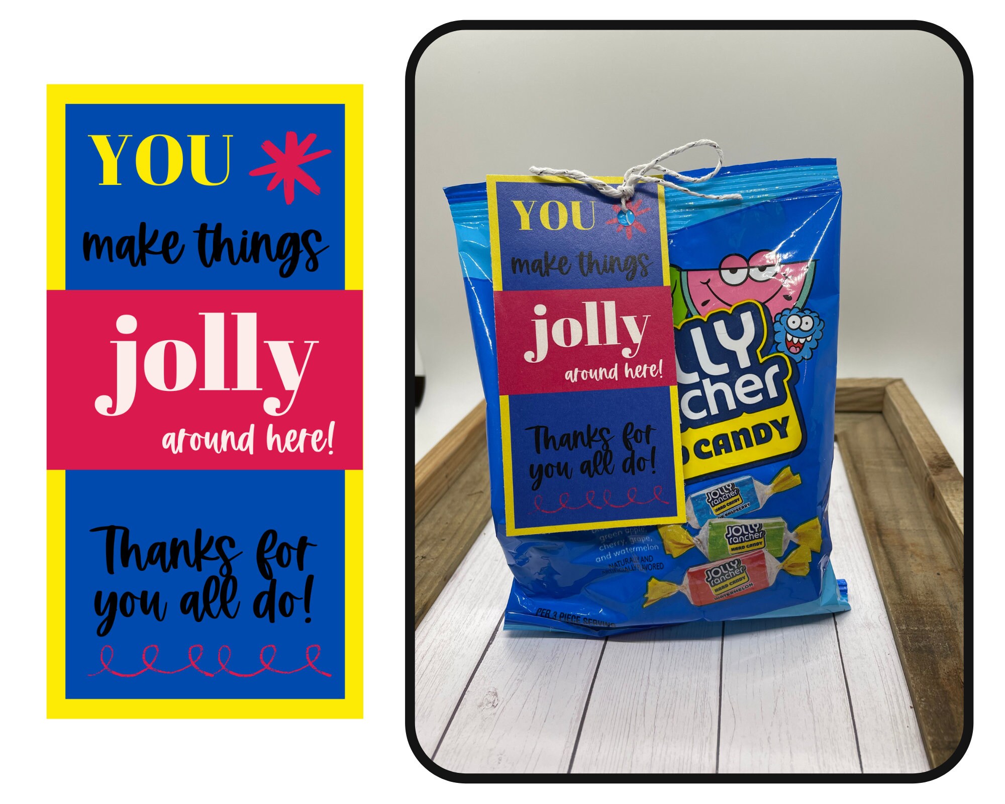 Jolly Ranchers Candy Printable Tags Thank You Candy tags | Etsy