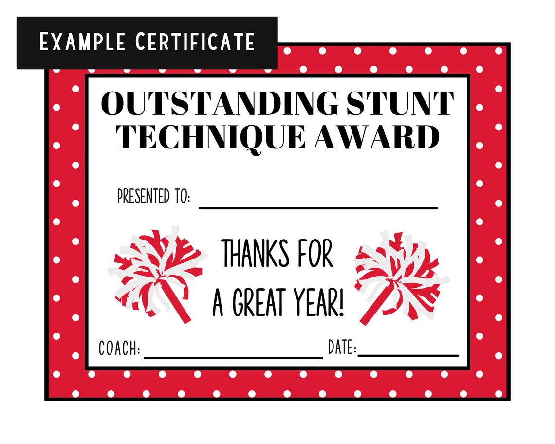 Cheerleading Award Certificates Red Pom Poms - Etsy