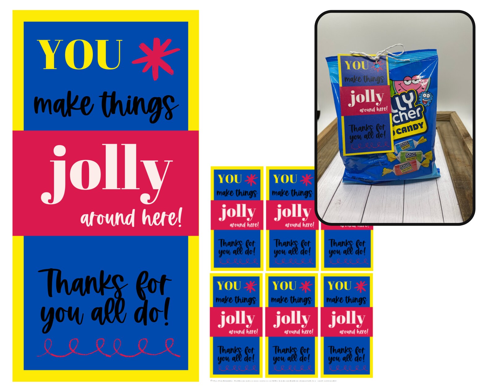 Jolly Ranchers Candy Printable Tags Thank You Candy Tags | Etsy