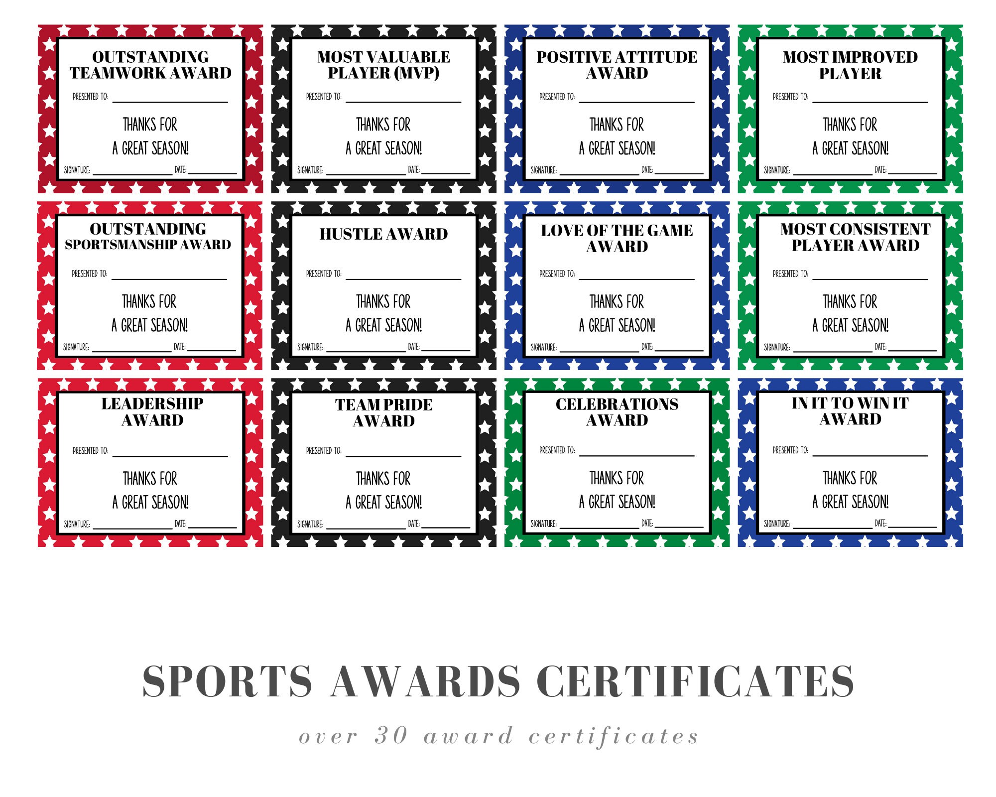 Sports Award Certificates Etsy