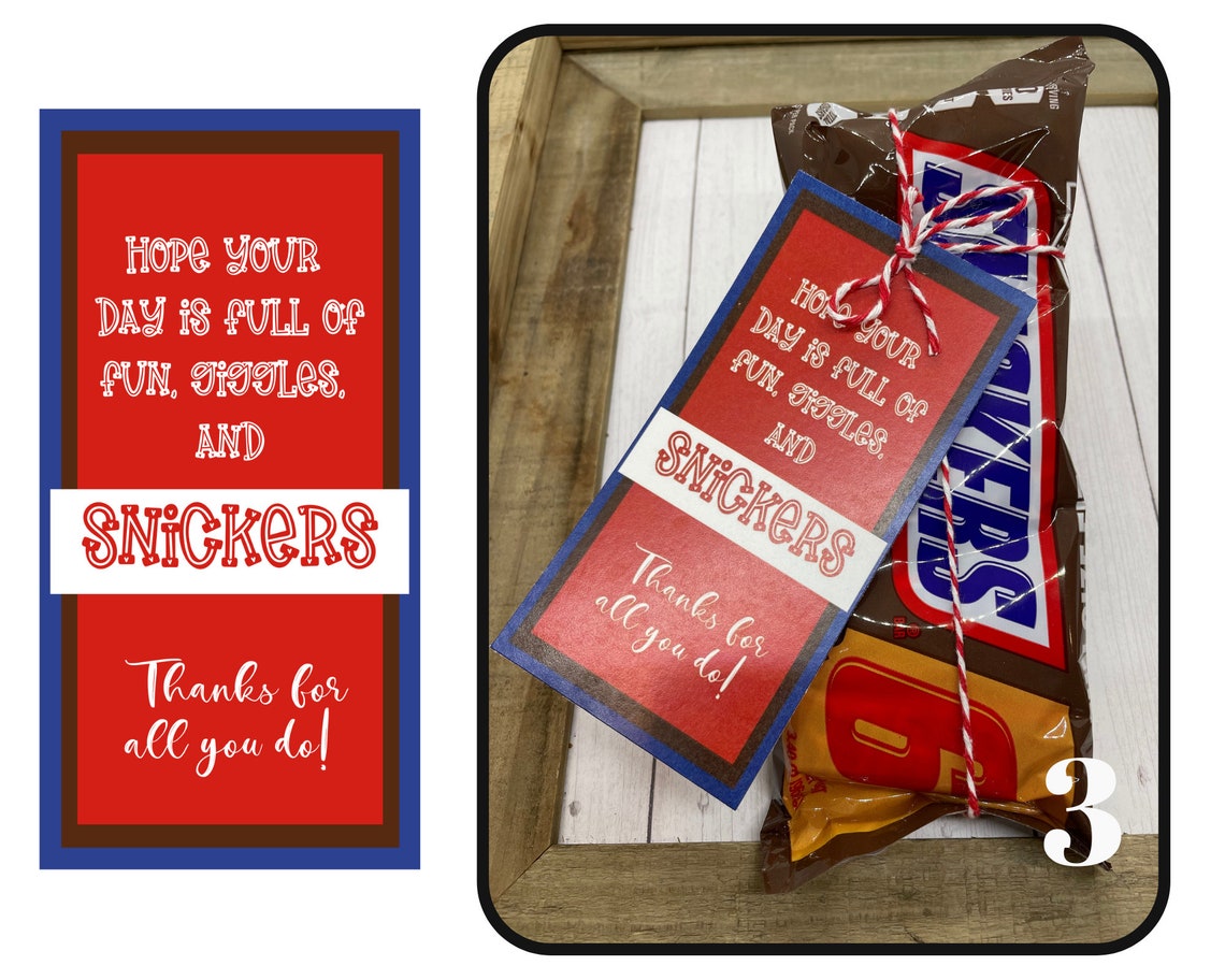 Snickers Candy Printable Tags Thank You Candy tags Thank | Etsy