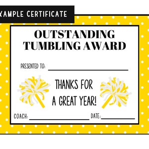 Cheerleading Award Certificates Gold Pom Poms - Etsy