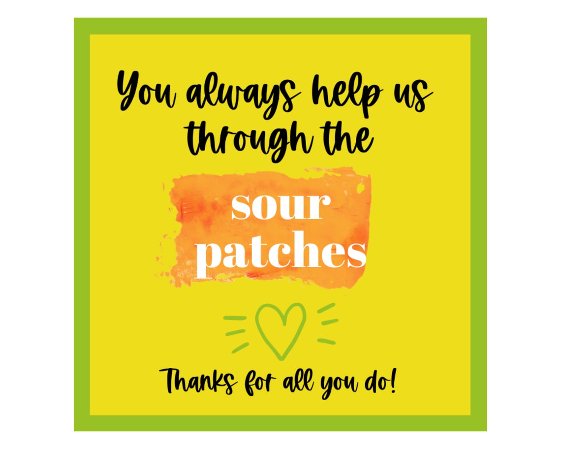 Sour Patch Kids Candy Printable Tags Thank You Candy tags | Etsy