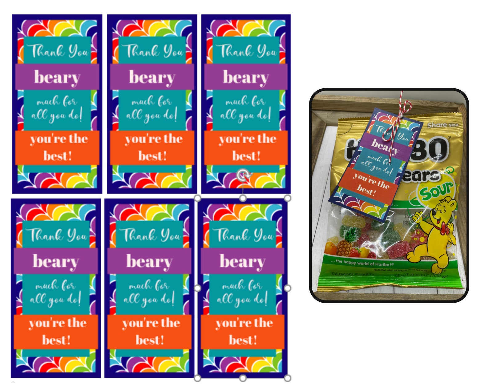 Gummy Bear Candy Printable Tags Thank You Candy Tags Thank - Etsy