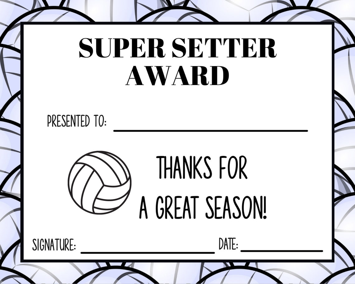 End of Season Volleyball Award Certificates | 30+ Volleyball ...