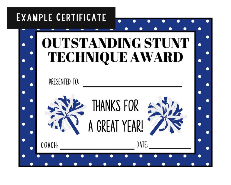 Cheerleading Award Certificates Royal Blue Pom Poms - Etsy