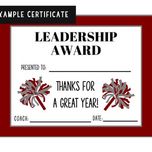 Cheerleading Award Certificates | Maroon Gray and White Pom Poms - Etsy