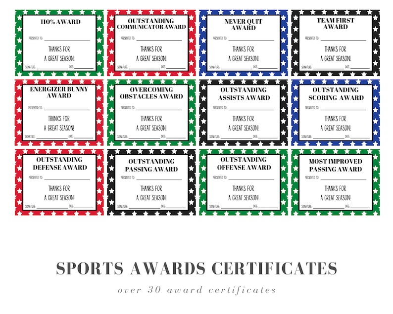 Sports Award Certificates - Etsy