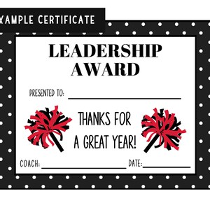 Cheerleading Award Certificates Black and Red Pom Poms - Etsy