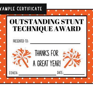 Cheerleading Award Certificates Orange Pom Poms - Etsy
