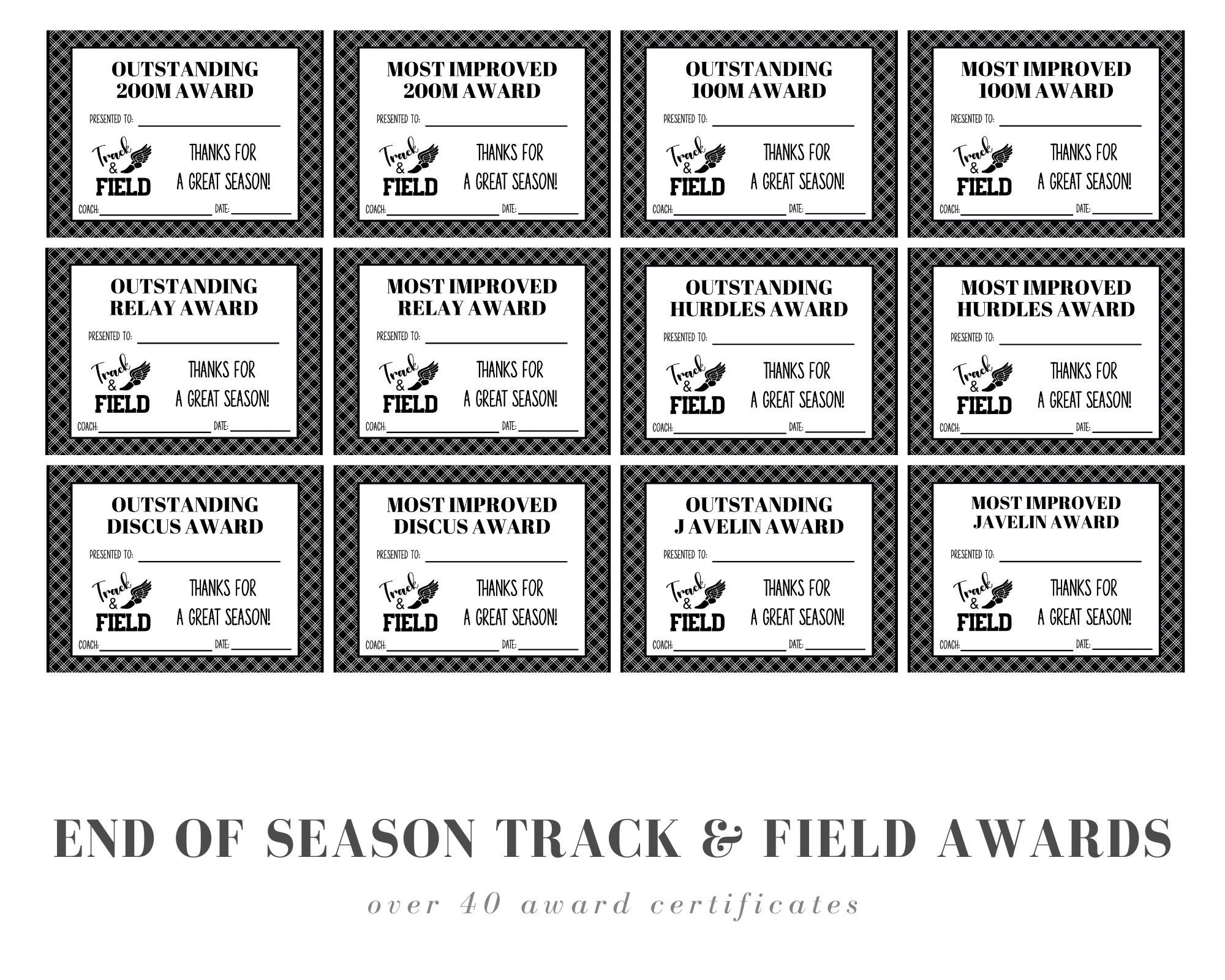 Track and Field Award Certificates of Achievement Digital Awards ...