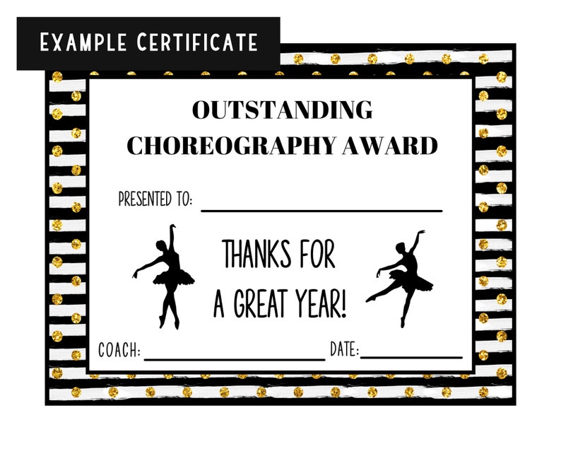 Dance Award Certificates | End of Season Dance Team Certificates - Etsy
