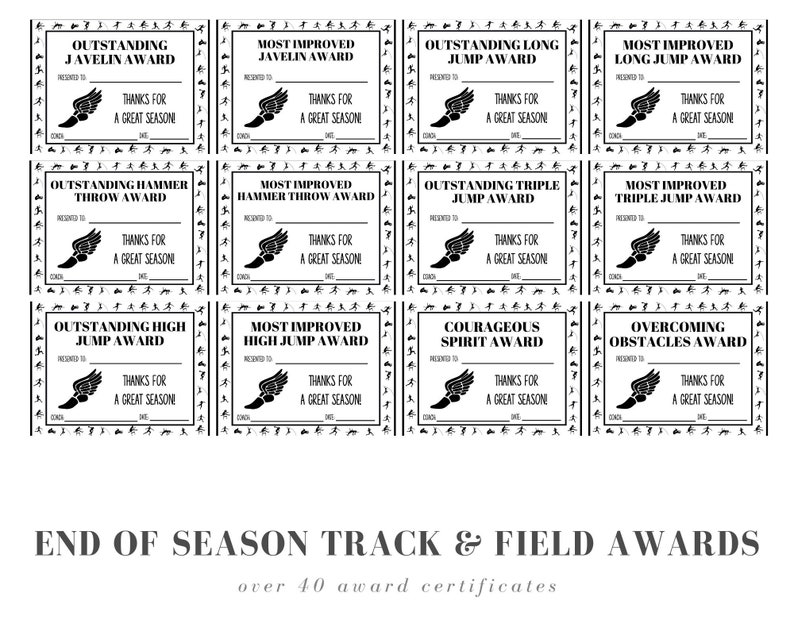 Editable End of Season Track and Field Award Certificates of ...