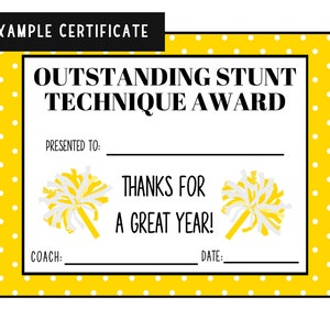 Cheerleading Award Certificates Gold Pom Poms - Etsy