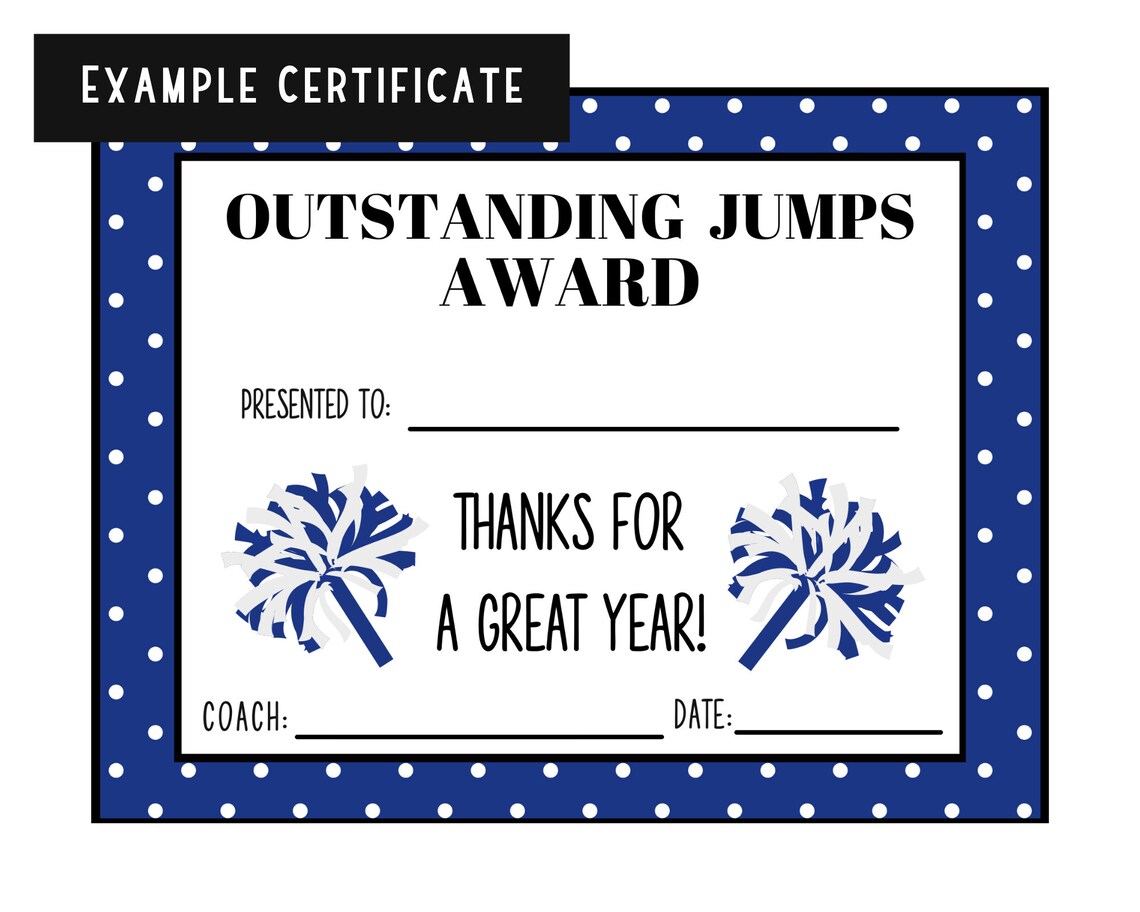 Cheerleading Award Certificates Royal Blue Pom Poms - Etsy