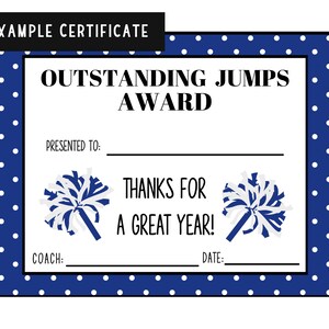 Cheerleading Award Certificates | Royal Blue Pom Poms - Etsy