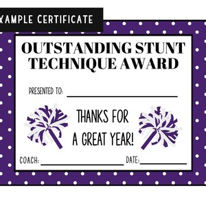 Cheerleading Award Certificates | Purple Pom Poms - Etsy