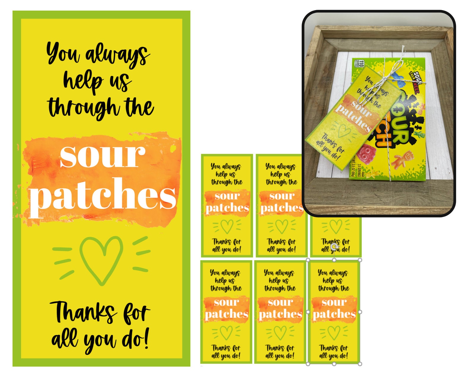 Sour Patch Kids Candy Printable Tags Thank You Candy Tags - Etsy