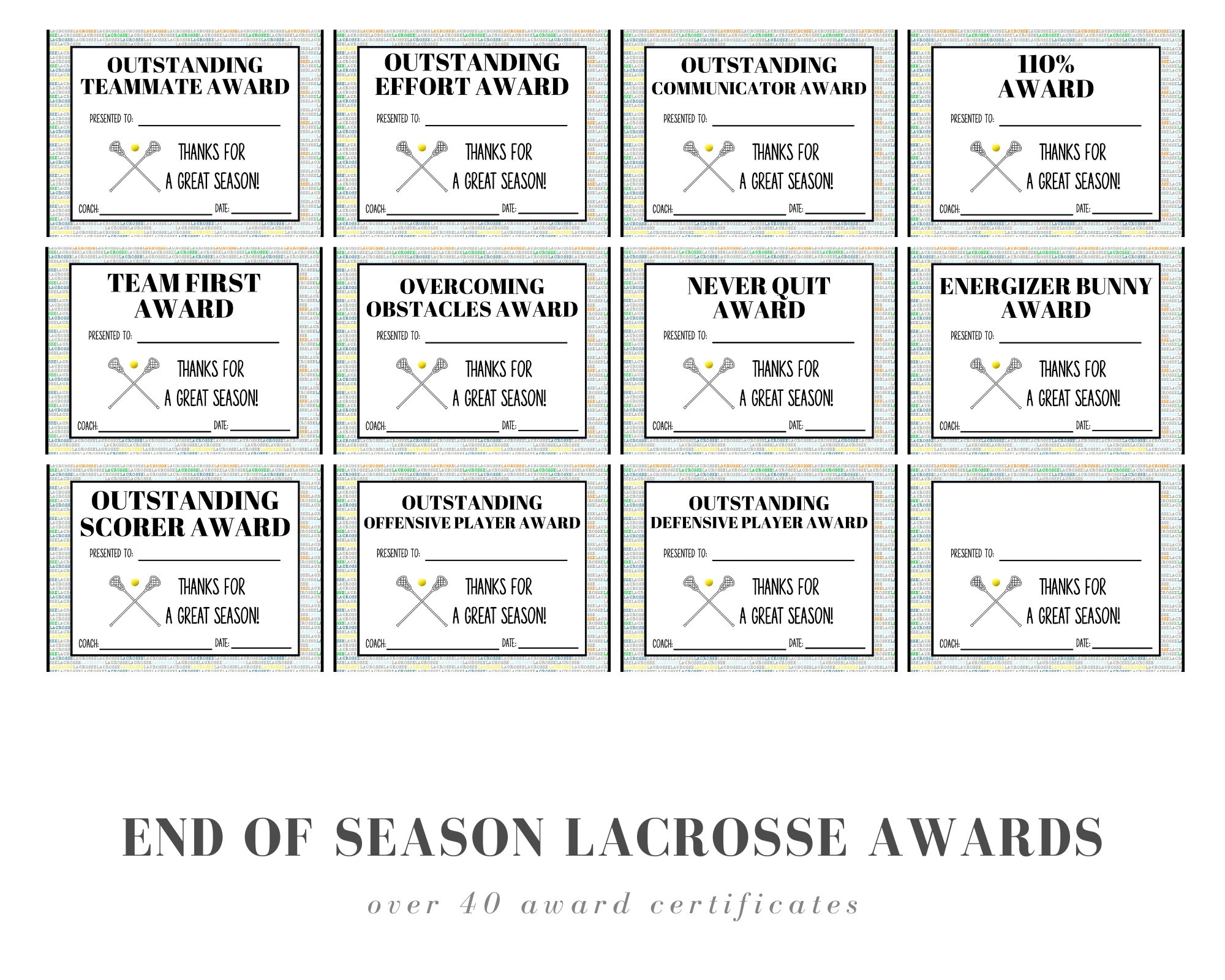 Lacrosse Award Certificates - Etsy