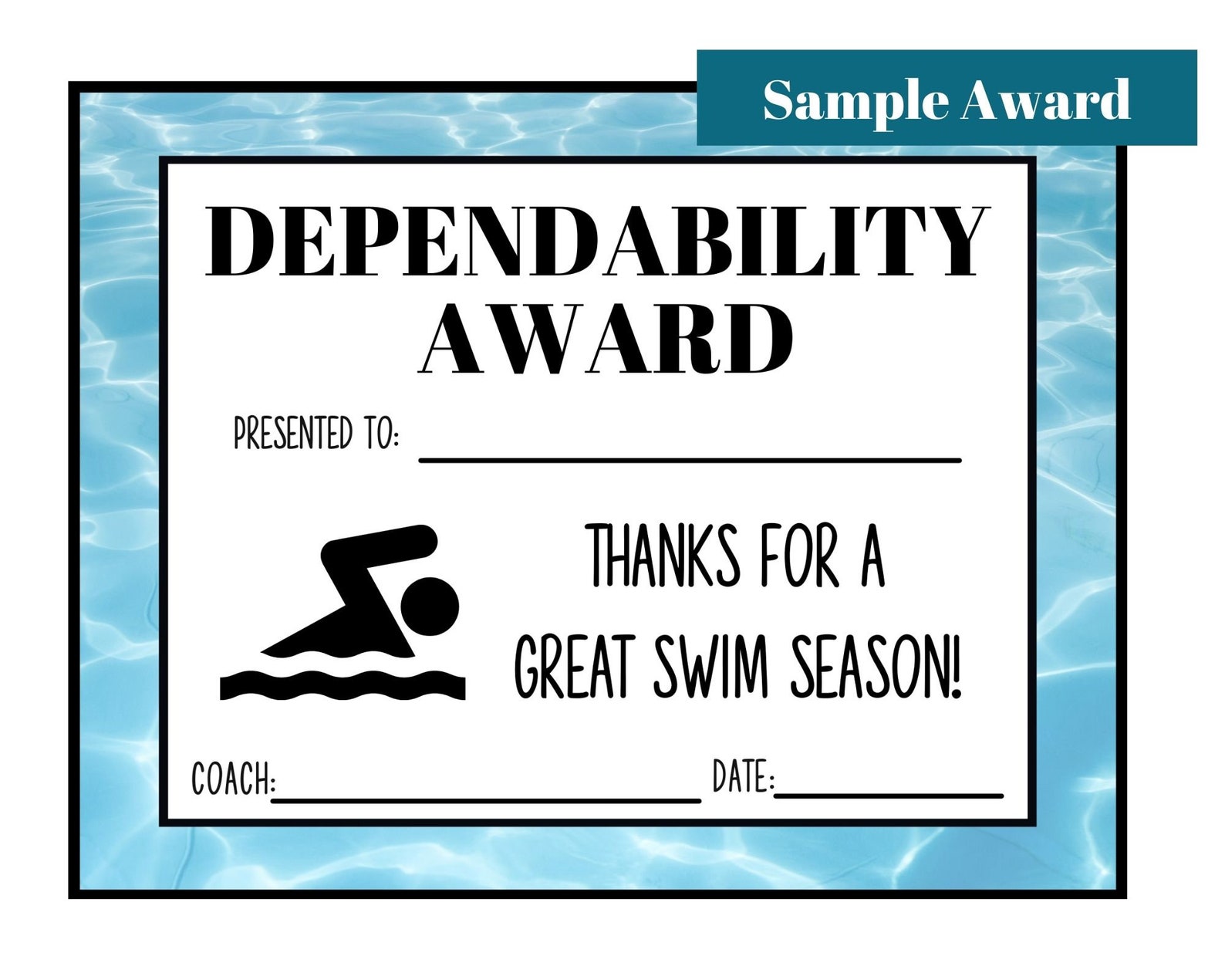 End of Season Swim Team Award Certificates 35 Swimming Awards for End ...