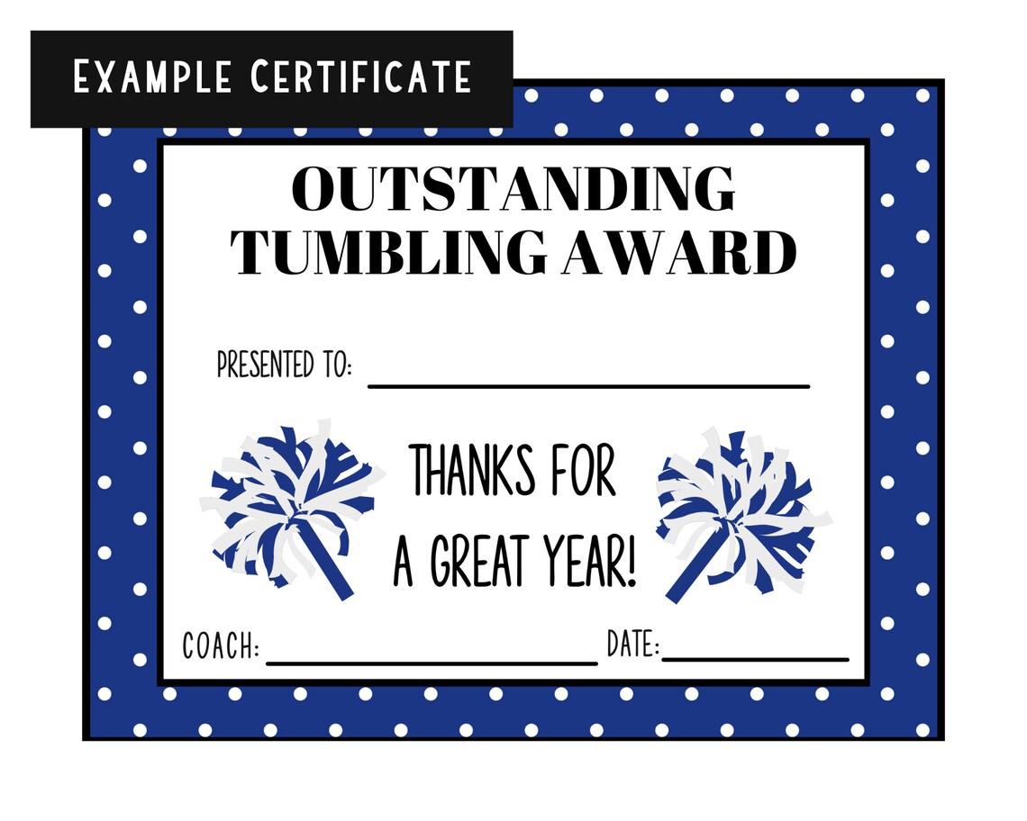 Cheerleading Award Certificates Royal Blue Pom Poms - Etsy