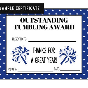 Cheerleading Award Certificates | Royal Blue Pom Poms - Etsy