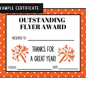 Cheerleading Award Certificates Orange Pom Poms - Etsy