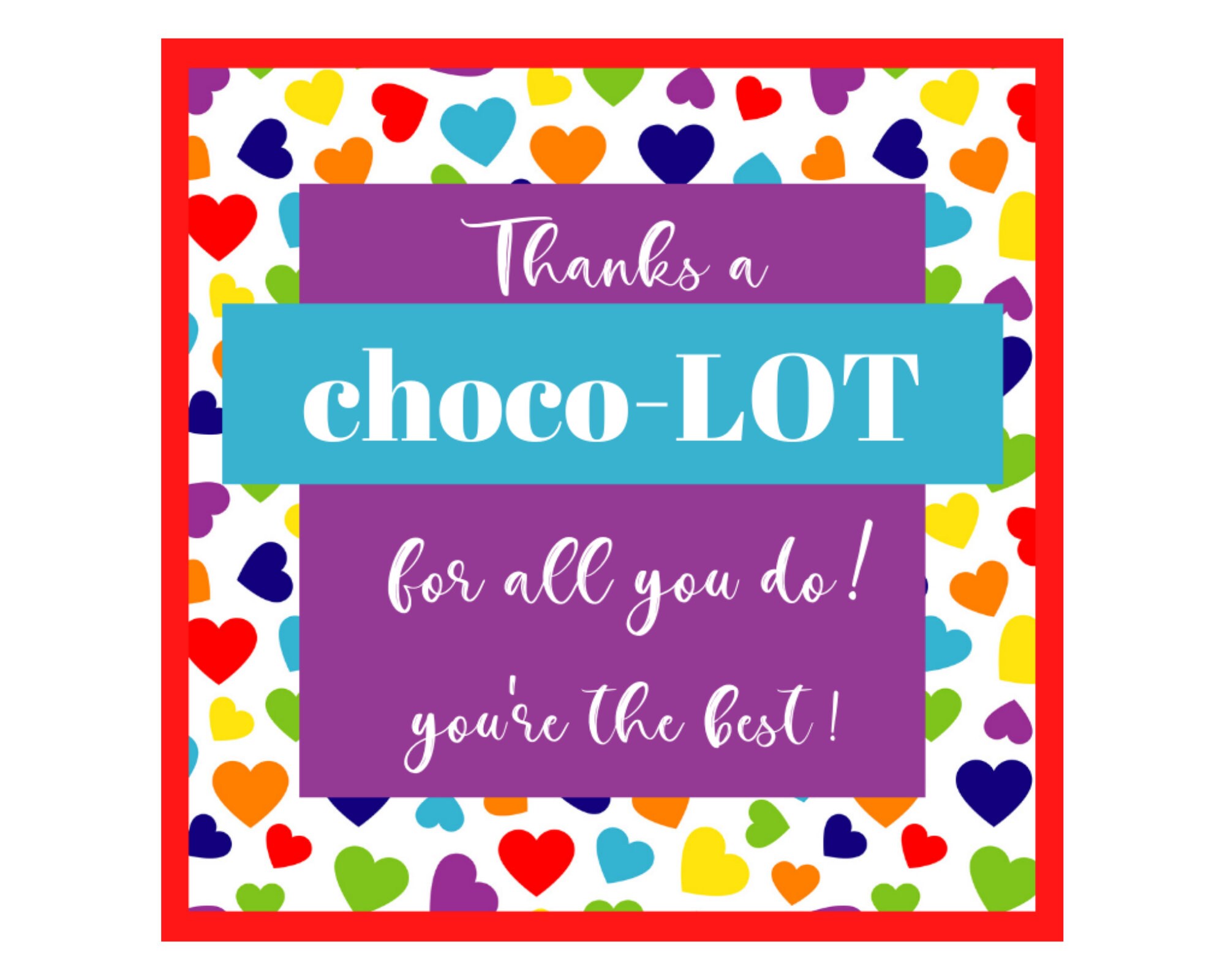 Chocolate Candy Printable Tags Thank You Candy Tags Thank - Etsy