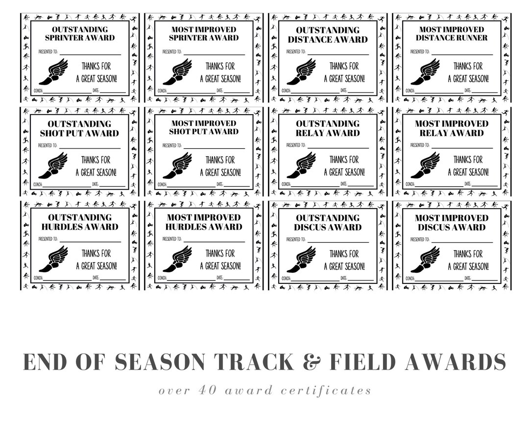 Editable End of Season Track and Field Award Certificates of ...