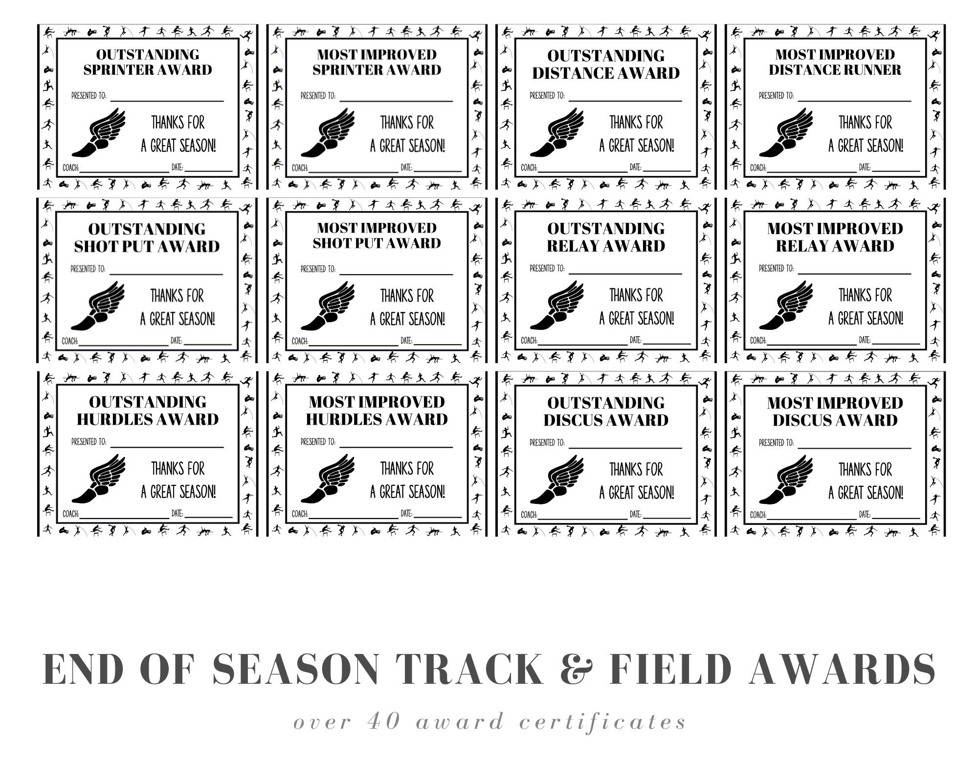 Editable End of Season Track and Field Award Certificates of ...