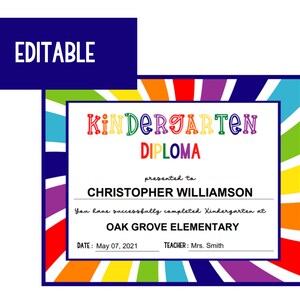 Kindergarten Diploma Printable - Etsy