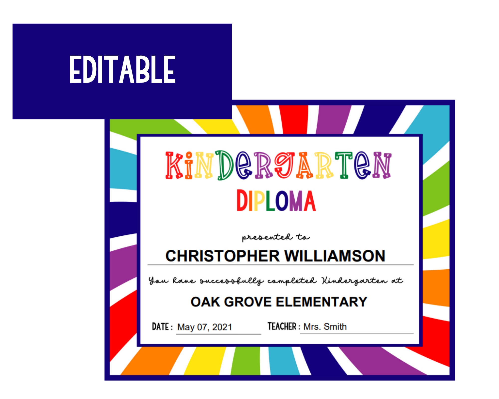 Kindergarten Diploma Printable - Etsy
