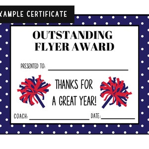 Cheerleading Award Certificates | Navy Blue and Red Pom Poms - Etsy