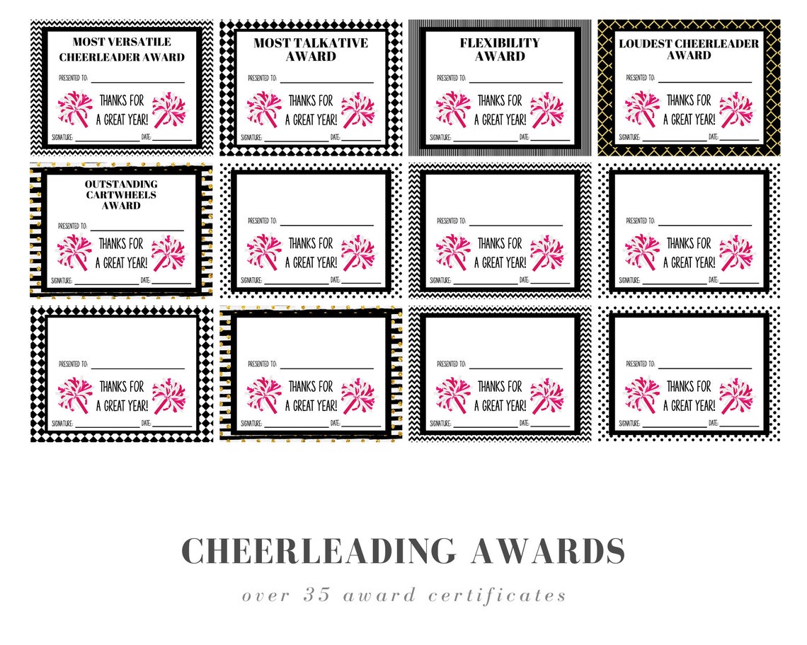 Cheerleading Award Certificates Cheer Award Certificates - Etsy