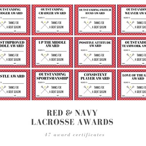 Lacrosse Award Certificates - Red and Navy - Etsy