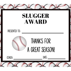 End of Season Baseball Award Certificates | 45+ Baseball - Etsy