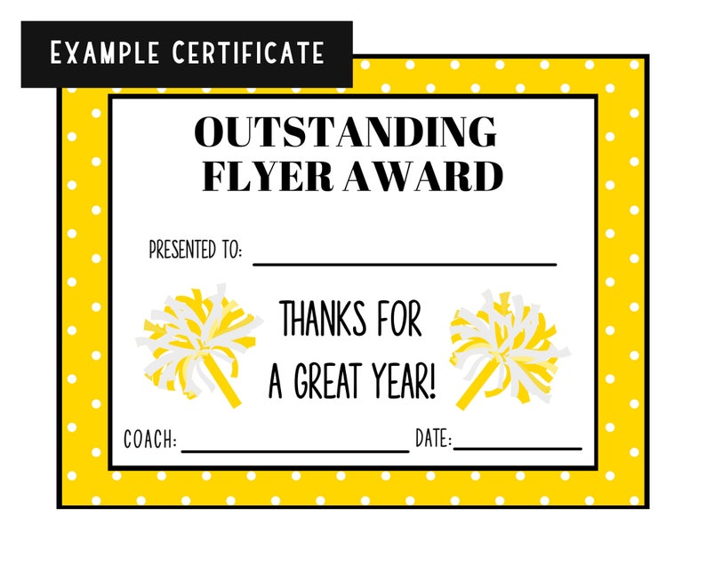 Cheerleading Award Certificates Gold Pom Poms - Etsy