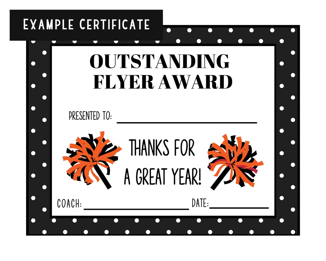 Cheerleading Award Certificates Black and Orange Pom Poms - Etsy