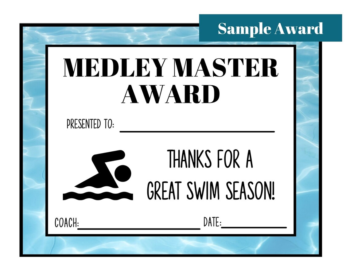 End of Season Swim Team Award Certificates 35 Swimming Awards for End ...