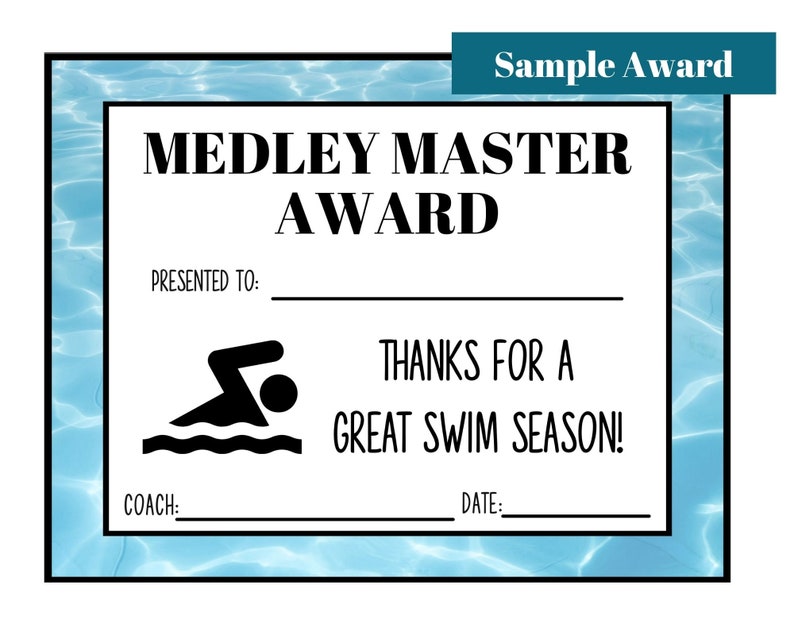 End of Season Swim Team Award Certificates 35 Swimming Awards for End ...