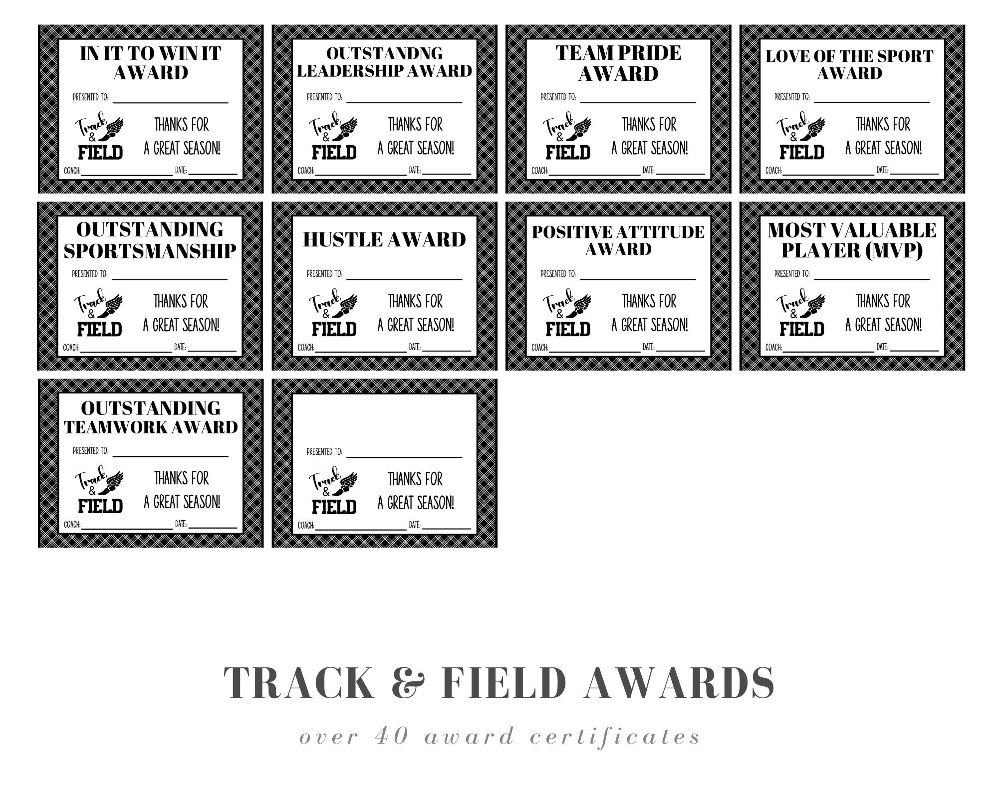 Track and Field Award Certificates of Achievement Digital Awards ...