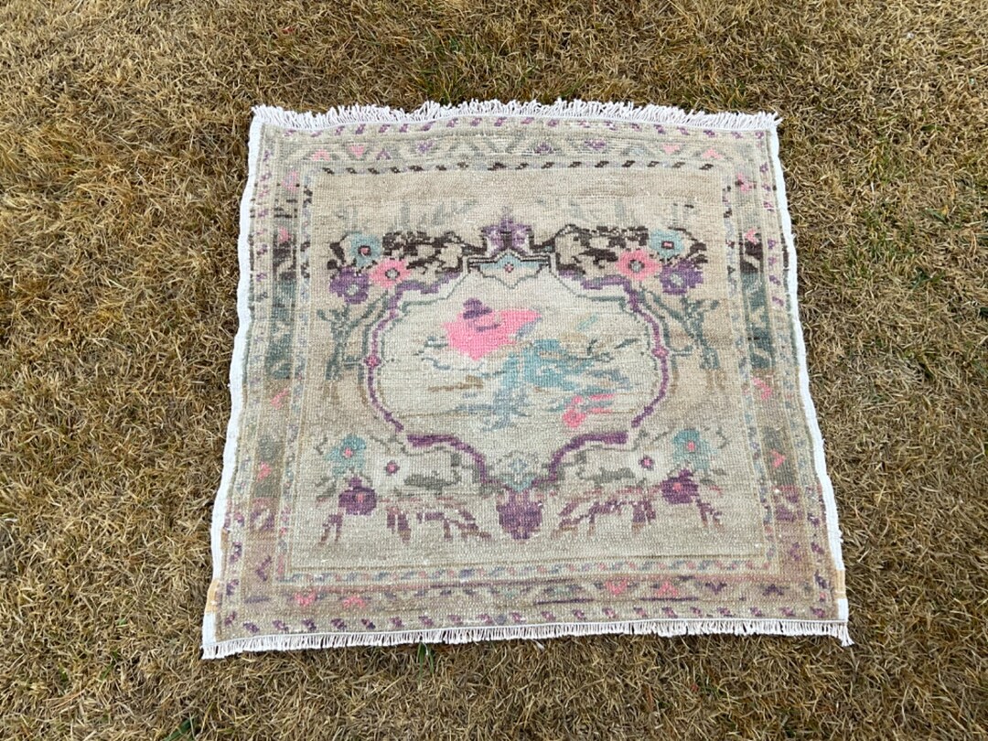 2x2 Square Door Mat, Handmade Rug, Kitchen Rug, Bedroom Rug, Natural ...