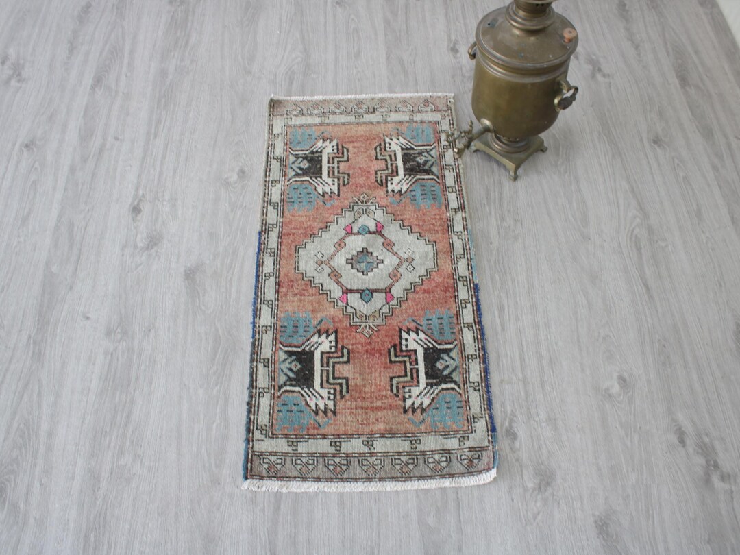2x3 Faded Red Rug, Handmade Rug, Door Mat Rug, Home Decor Rug, Turkish ...