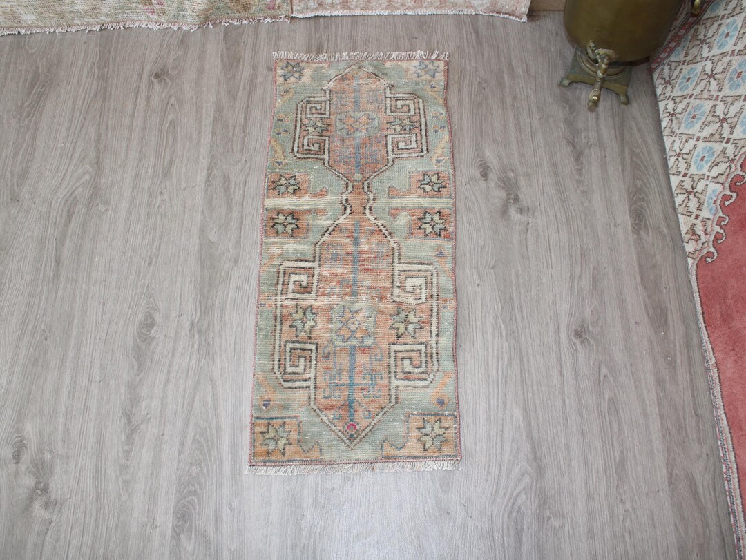 1x3 Orange Door Mat, Handmade Rug, Oriental Rug, Kitchen Rug, Bedroom ...