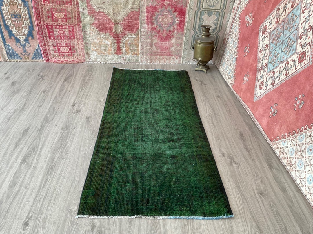 3x6 Dark Green Accent Rug, Handmade Rug, Oushak Rug, Entry Rug, Nomadic ...
