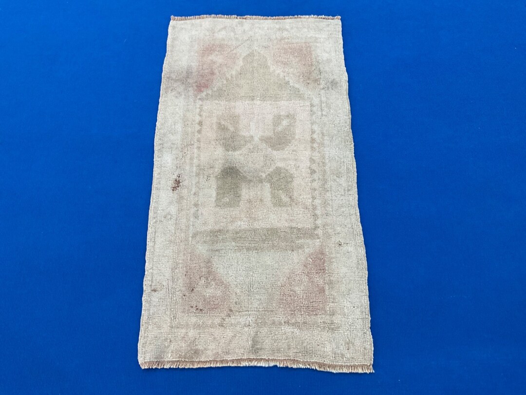 2x3 Beige Red Rug, Faded Rug, Bohemian Decor Rug, Wool Rug, Antique Rug ...