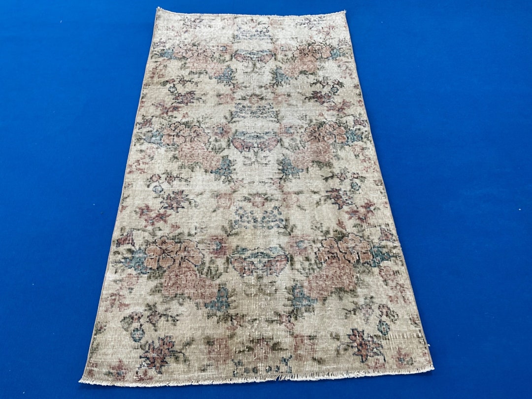 3x6 Muted Accent Rug, Handmade Rug, Wool Rug, Antique Rug, Nomadic Rug ...