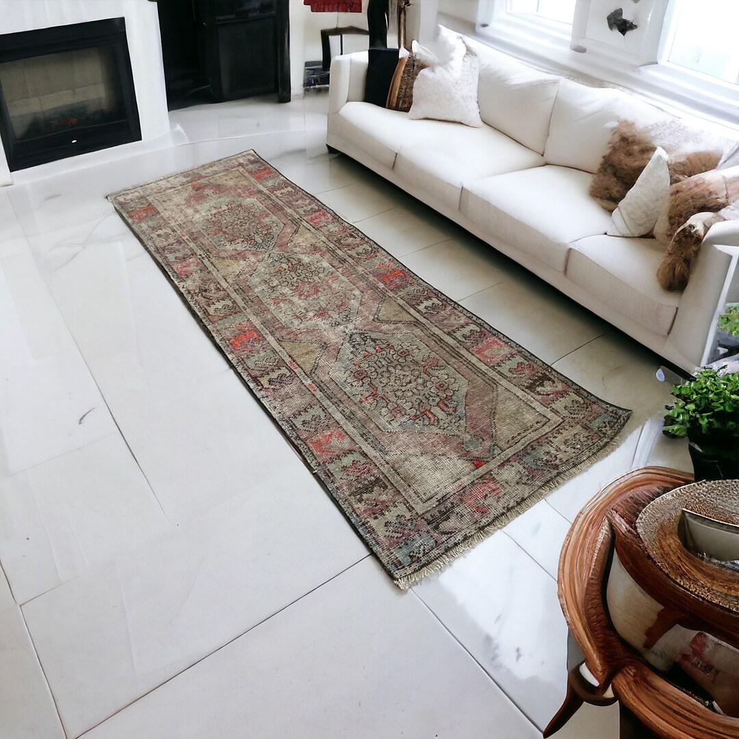 3x8 Pink Runner Rug, 3x8 Corridor Rug, Washable Rug, Bohemian Decor ...